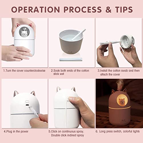 Mini Cool Humidifier with Night Light Cute Cat Mist : ApplianceStore.au