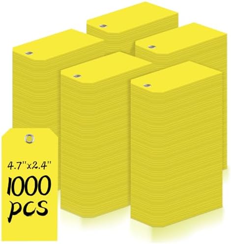 Amazon.com : 1000 Pieces 4 3/4" x 2 3/8" Plastic Shipping Tags Yellow ...