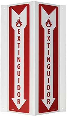 NMC SPGLV43 Visi-Signs Fire Sign, Legend "EXTINGUIDOR", 8-3/4 Length x ...