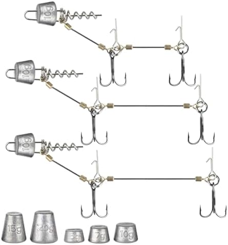 TOATELU Pack of 3 stinger hooks with leader system and 5 ...