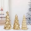 Amazon.com: Gold Christmas Tree Figurines Tabletop Tree Set of 3 Small ...