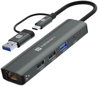 ZEBRONICS TA200UR Type C to Ethernet Adapter (4-in-1 Multiport Hub), 3 ...