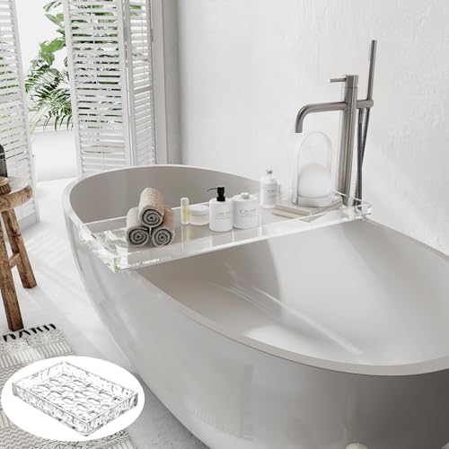 Amazon.com: QTLILMNT Acrylic Bathtub Tray, Clear Bath Caddy Rack for ...