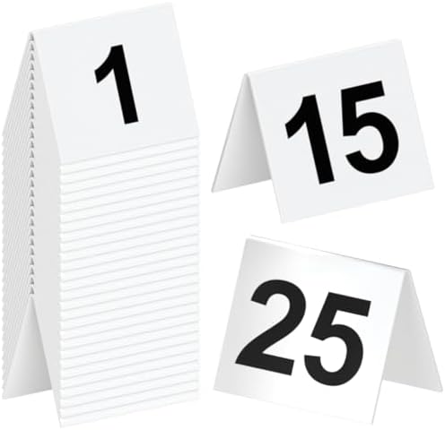 Amazon.com: Table Numbers 1-25 Double Side White Numbers on Red Acrylic ...