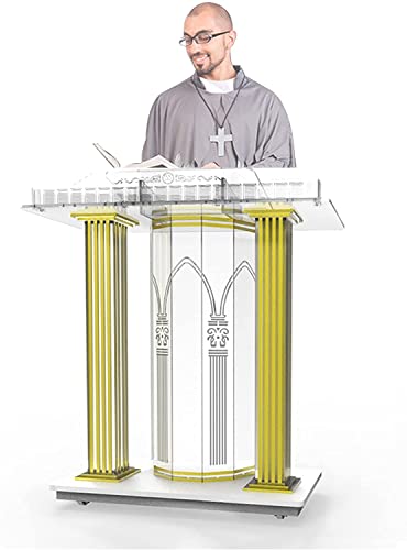 FAJOS Lecterns Church Pulpit, Acrylic Lighted Podium with Led - Want It All