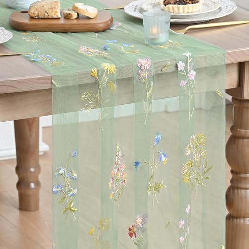 Amazon.com: Artoid Mode 3PC Wildflower Floral Sage Green Gauze ...