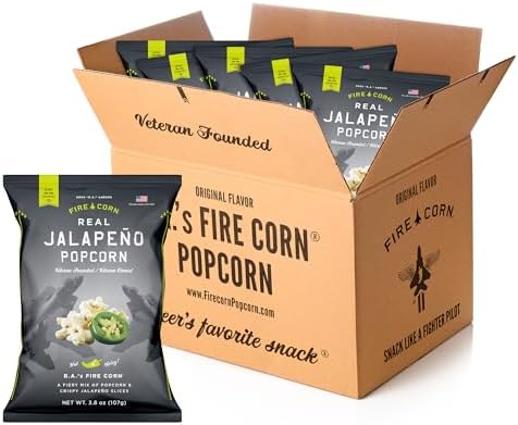 Amazon.com: Fire Corn Popcorn Pack of 6 Real Jalapeno Popcorn Gluten ...