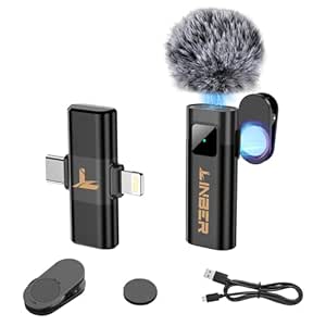 Linber A2 Wireless Lavalier Microphone for iPhone/Android, Magnetic ...