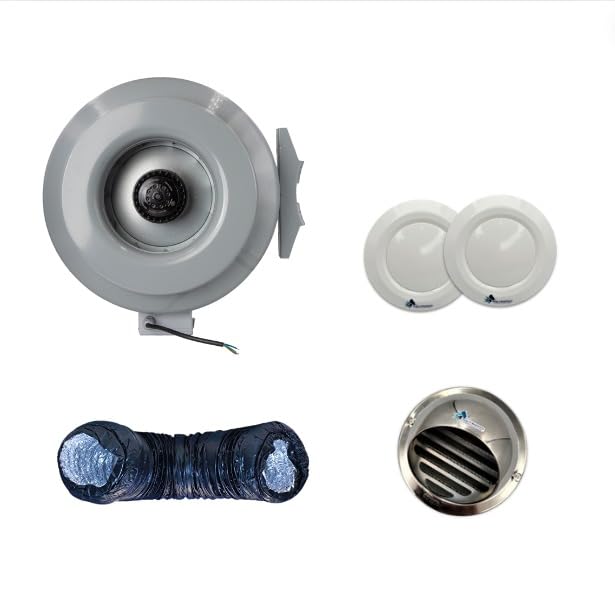 Astberg INLINE DUCT FAN WTH SILENCER COMBO 100MM/4 (AEE100 290CMH 4 ...