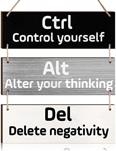 Amazon.com: Qunclay 3 Pcs Ctrl Alt Del Wall Decor Office Wood Rustic ...
