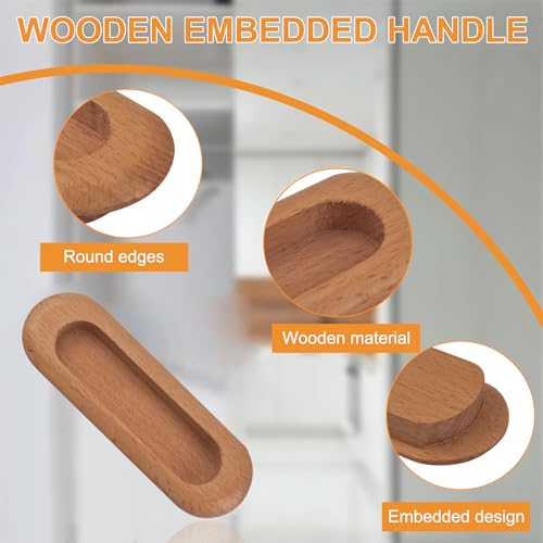 MOROBOR 2PCS Oval Wood Recessed Concealed Handle, Embedded Design ...