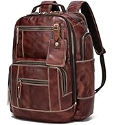LANNSYNE Vintage Genuine Leather Backpack For Men 15.6 Inch Laptop Bag ...