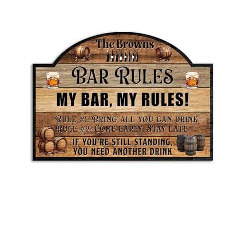 Amazon.com: Bar Rules Sign for Home Bar, Personalized Bar Wooden Sign ...