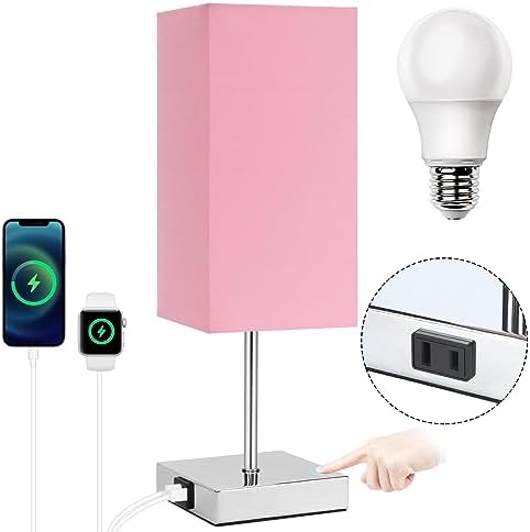 SEEDED-DESIGN Touch Control Table Lamp, Bedside Lamp with USB Port and ...