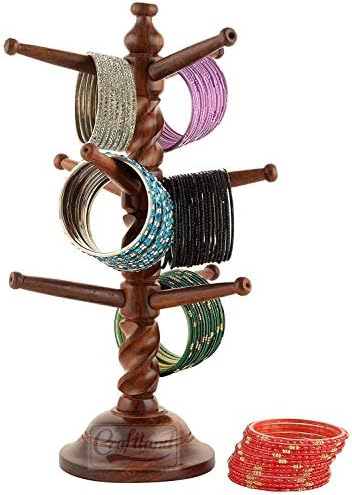 Jk Handicrafts Wooden Bangle Stand, Bangle Organizer with 6 Rod, Bangle ...