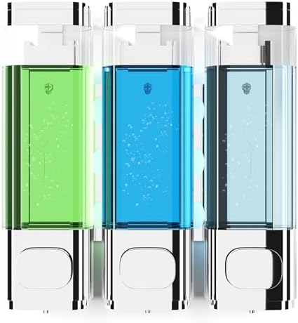 Amazon.com: 3-Chamber Wall Mounted Shampoo and Conditioner Dispenser,300ML Each Shower Soap ...