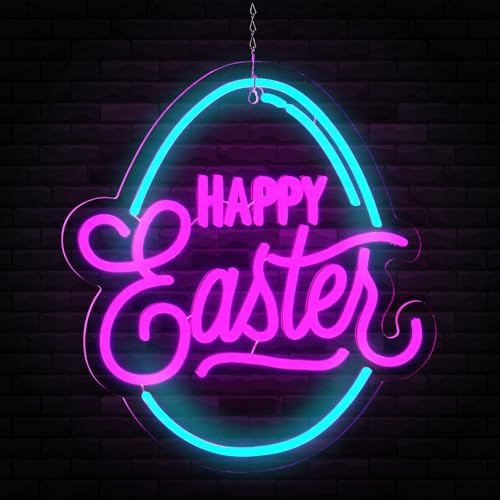 Baquler Easter Neon Sign for Wall Decor Egg Happy Easter LED Neon Light ...