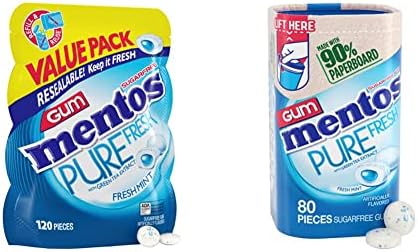 Amazon.com : Bundle of Mentos Pure Fresh Sugar-Free Chewing Gum, Fresh ...