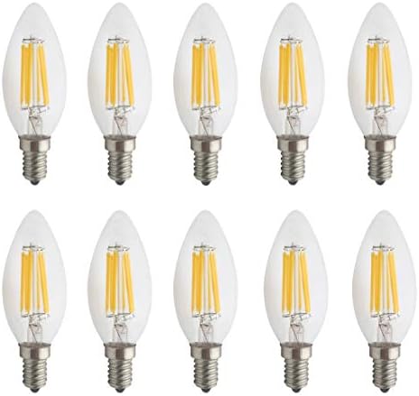 JCKing (Pack of 10 AC 110V-130V 6W E14 Dimmable LED Filament Bulbs Candle tip LED Light Bulb ...