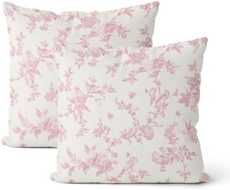 Amazon.com: Gloteery Pink Throw Pillow Covers 18x18 Inch 2 Pcs ...