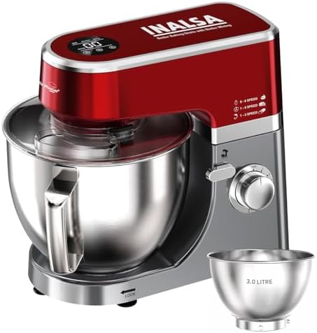 Buy INALSA Stand Mixer 1200W|Pure Copper Motor|5.3L SS Bowl With Splash ...