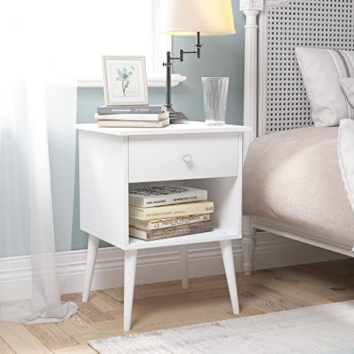 Amazon.com: White Nightstand Side End Table Open Storage with One ...