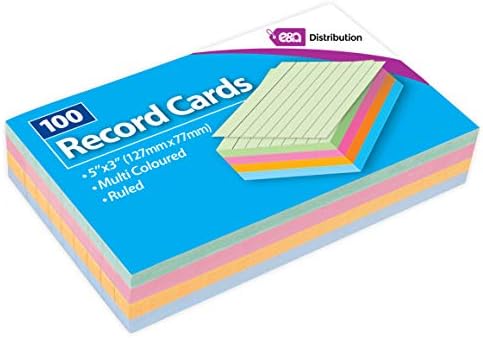 5x3 Record Cards Revision/Flash/Feint Ruled Colored for school/office ...
