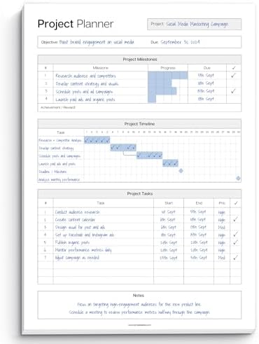Amazon.com : Project Planner Notepad - Project Management Organizer ...