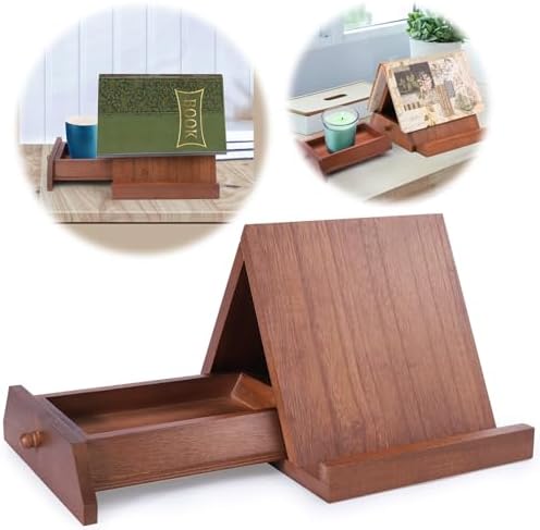 Amazon.com: ROLIZOE Wooden Triangle Book Stand with Drink Holder, Wood ...