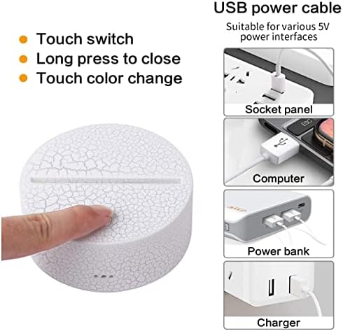 3D Night Light Touch Switch Table Desk Optical Illusion Lamps, 7 Color ...