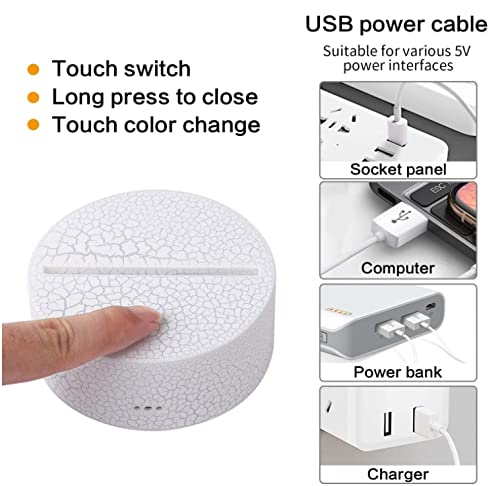 HORNO 3D Optical Illusion Light 7 Colors Gradual Changing Touch Switch ...