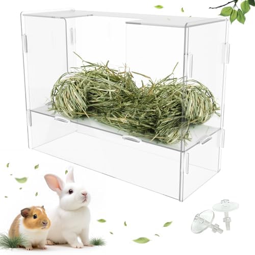 UCANVIN Rabbit Hay Feeder with Lid,Hanging Food Dispenser for Rabbit ...