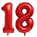 Amazon.com: 40 Inch Red 18 Number Balloons Giant 18 Balloons Red ...