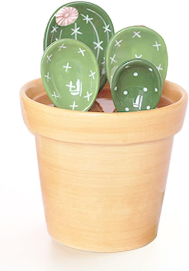 Amazon.com: Ceramic Cactus Measuring Spoons set in pot organizer, 5 ...