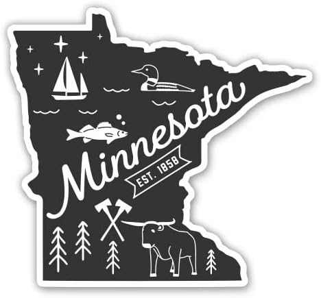 Amazon.com - Squiddy Minnesota State Shape Vintage Retro Style - Vinyl ...