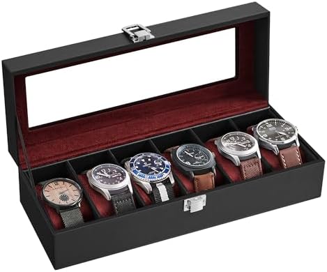 Amazon.com: SONGMICS Watch Box, 10-Slot Watch Case with Large Glass Lid ...