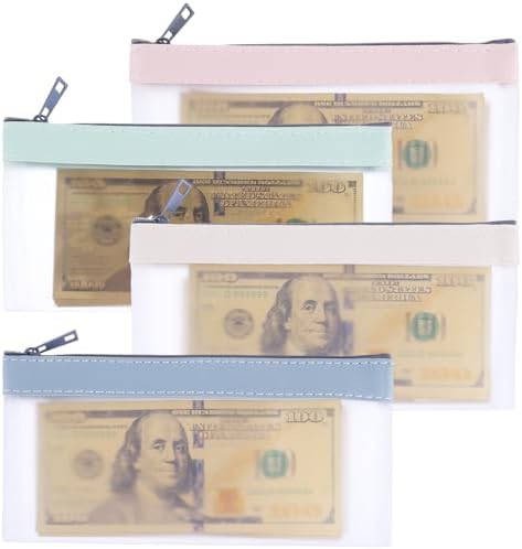Amazon.com: Bewudy 4 Pcs Money Bags with Zipper, Clear Cash Envelopes ...