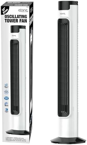 HomeVibe® 32 Inch Oscillating Tower Fan – White/Black, Quiet 3-Speed ...