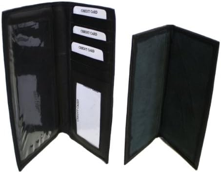 Amazon.com: Genuine Leather Checkbook Cover Black : Clothing, Shoes ...