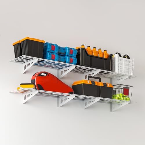 Amazon.com: eShelf 1x6 ft Garage Shelving, 2-Pack Wall-Mounted Shelves ...