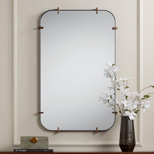 Amazon.com: Uttermost Radius 24 x 38 Black Rounded Edge Wall Mirror ...