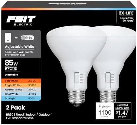 Feit Electric BR30 LED Light Bulb, 85W Equivalent, Dimmable, 1100 ...