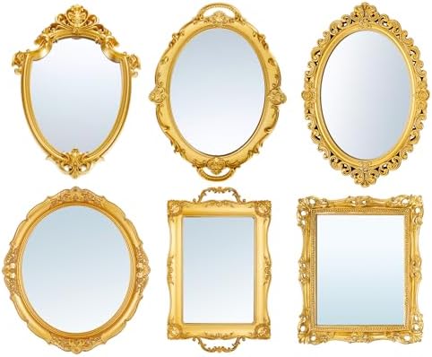 Amazon.com: Beeveer 6 Pcs Vintage Gold Mirrors Set Including Small Oval ...