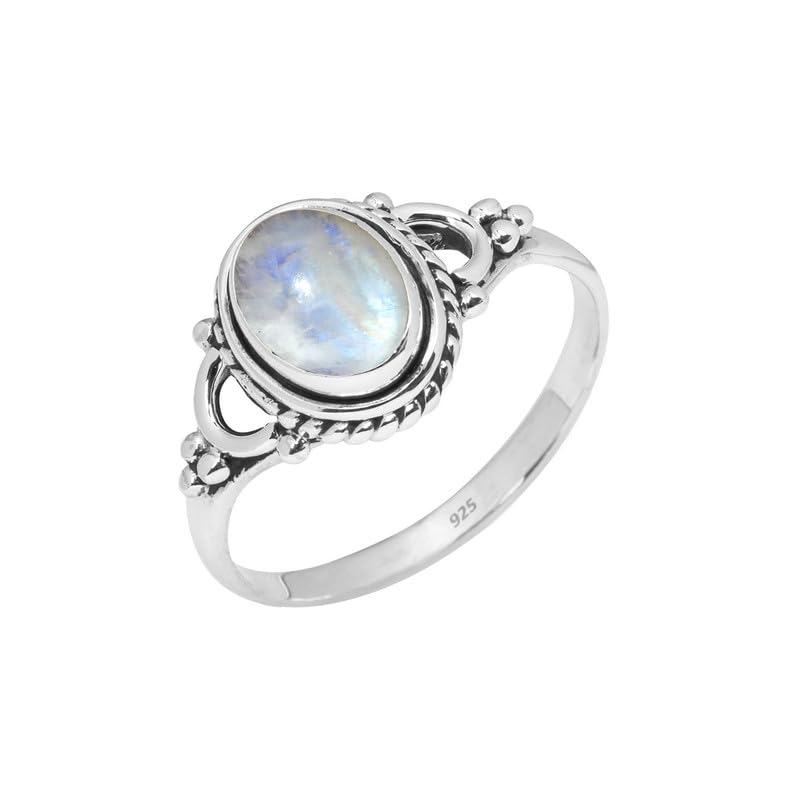 Amazon.com: Rainbow Moonstone Ring, 925 Sterling Silver Ring Handmade ...