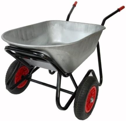 WorldStores Mammoth 2 Tyre Galvanised Wheelbarrow - Silver - Extra ...