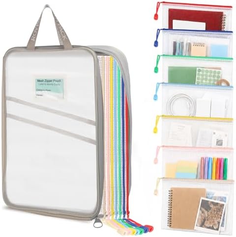Amazon.com : ROYPACK 7 Pack PVC Mesh Zipper Pouch Set with 1 Organizer ...