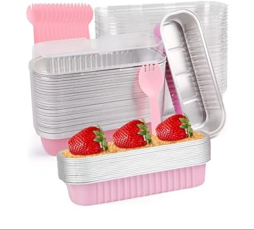 Amazon.com: JuneHeart Mini Loaf Pans with Lids and Spoons, 100 Pack ...