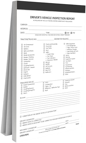 Amazon.com : Detailed Driver's Vehicle Inspection Report (Pre- & Post ...