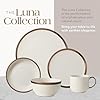 Amazon.com | Luna Collection by Maison Neuve Stoneware Dinnerware Set for 4 (Cream-Bronze Rim ...