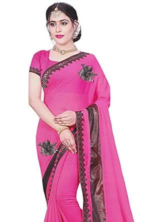 Buy Renuka Saree Beautiful Pink colour with Blank Embodery saree with ...
